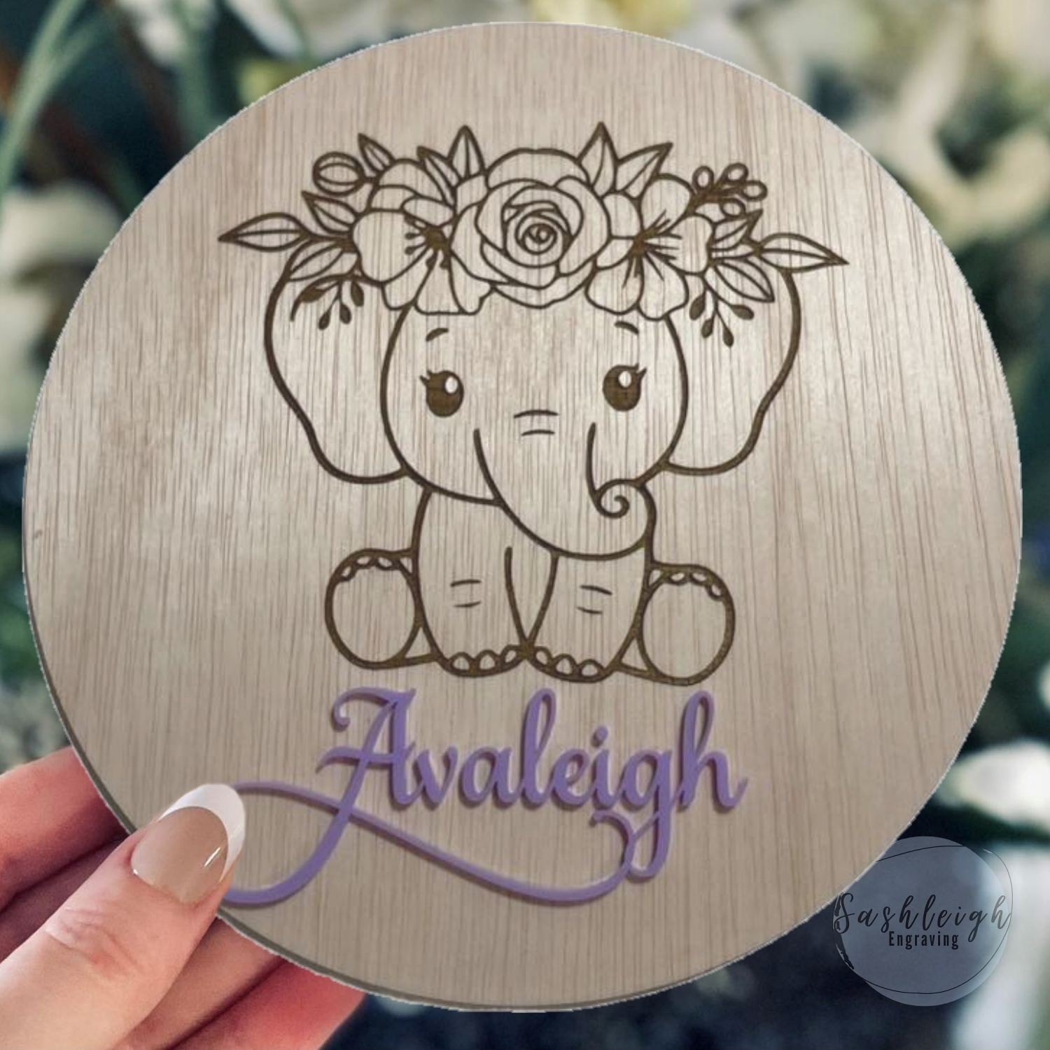 ELEPHANT DISC WITH NAME | BABY ANNOUNCEMENT | KIDS