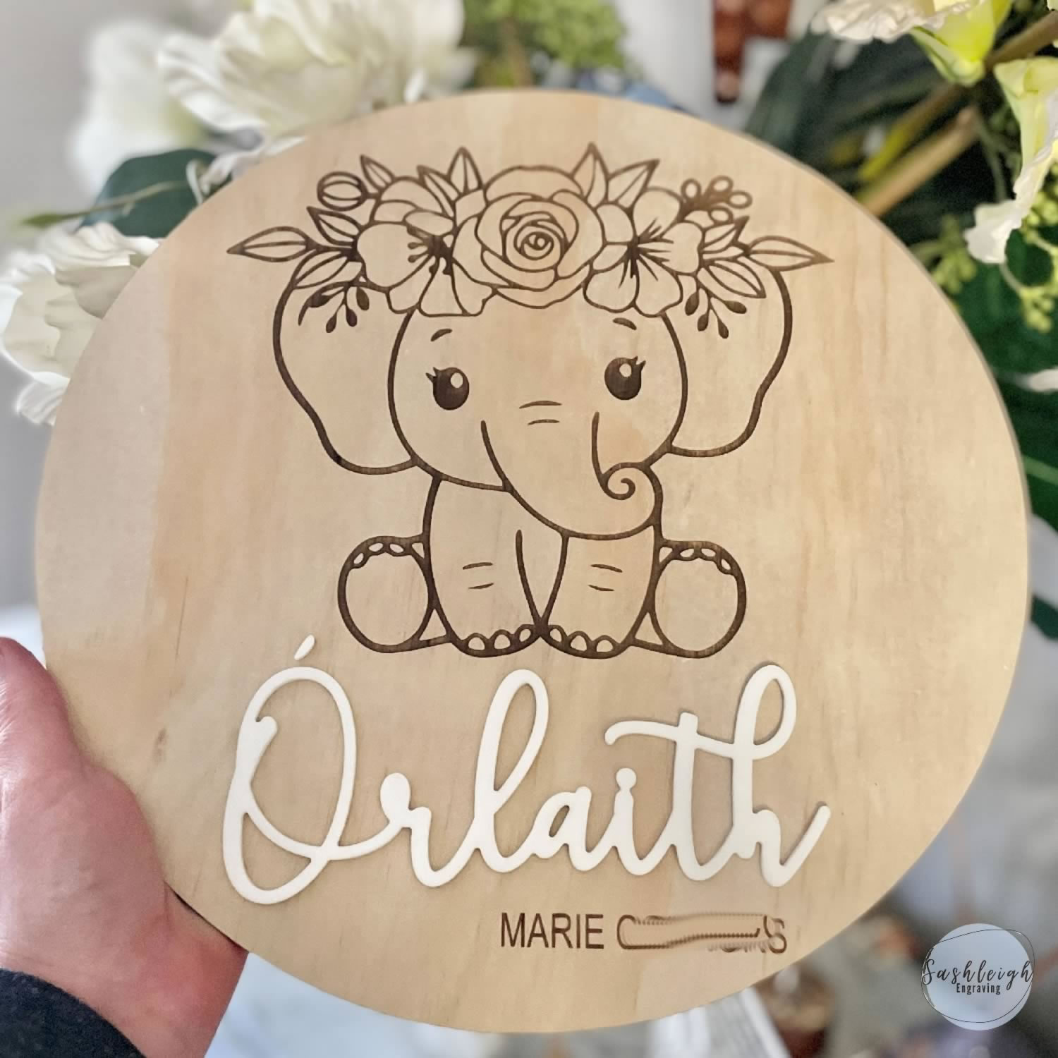 ELEPHANT DISC WITH NAME | BABY ANNOUNCEMENT | KIDS